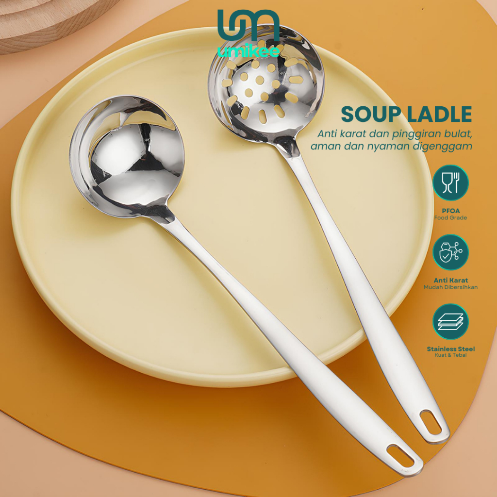 Jual Umikee Centong Sup Soup Sayur Ladle Stainless Steel / Strainer ...