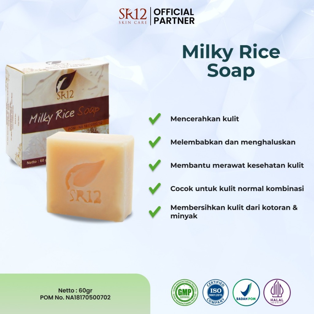 Jual Milky Rice Soap SR12 Sabun Herbal Sabun Muka Pembersih Wajah Kulit ...