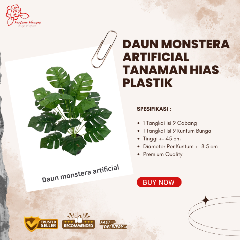 Jual Fortune Flowers - [Cabang 18] Daun monstera artificial tanaman ...