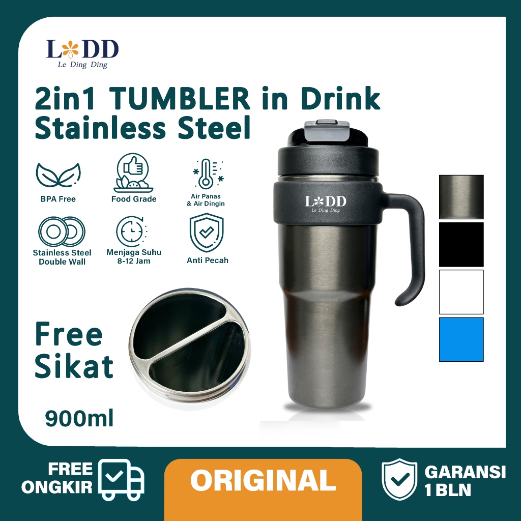 Jual Le Ding Ding - Tumbler 900ml 2in1 stainless / tumbler lubang ganda, tumbler tahan panas ...