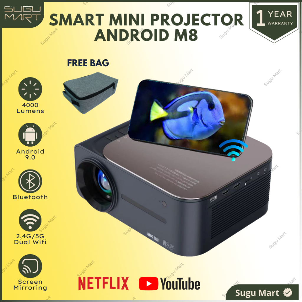 Jual Proyektor Android | Proyektor Mini M8 4000 Lumens Full HD ...