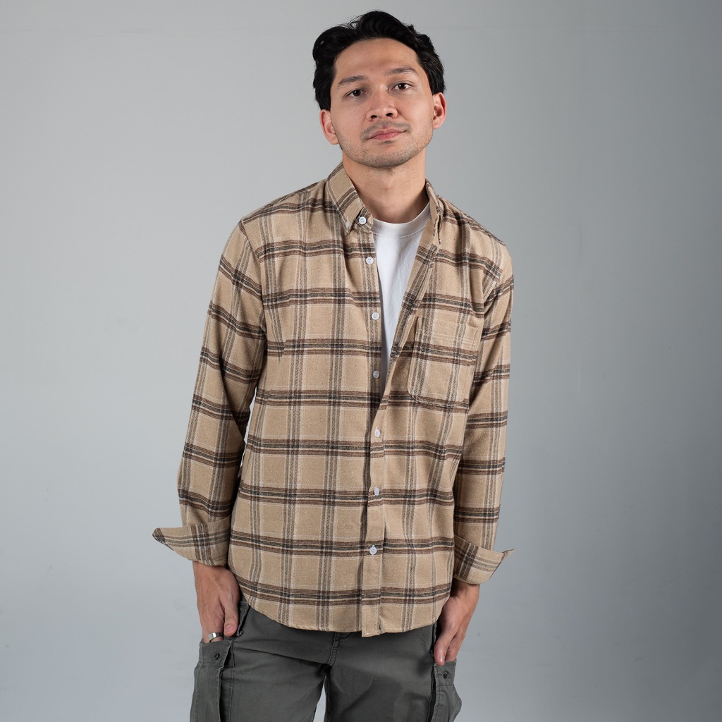 Jual Kemeja Flanel Pria WOODCUTTER Cream Cashmere Flannel Shirt Lengan ...