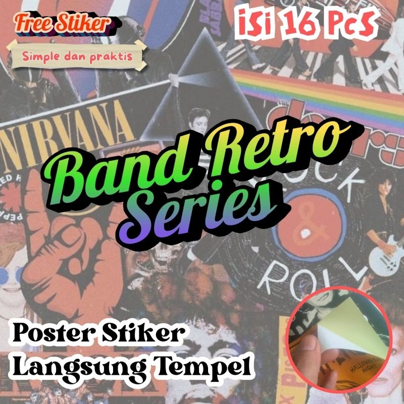 Jual POSTER STIKER BAND RETRO A6 SIAP TEMPEL 16PCS | Shopee Indonesia