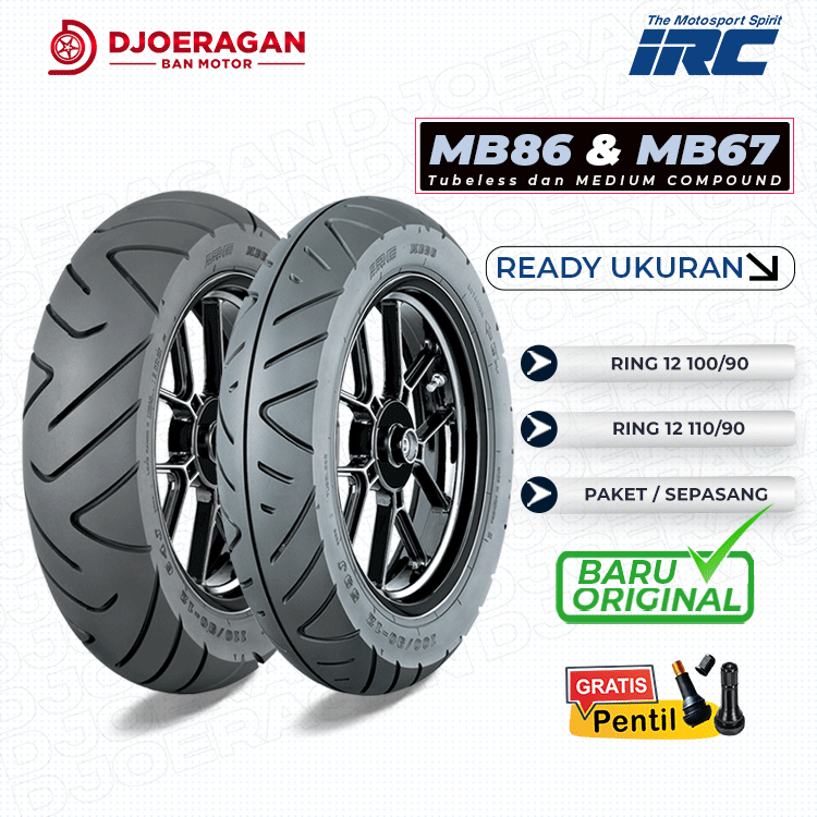 Jual SEPASANG / SATUAN BAN MOTOR SCOOPY IRC MB86 MB67 Ring 12 DEPAN BELAKANG TUBELESS Free go ...