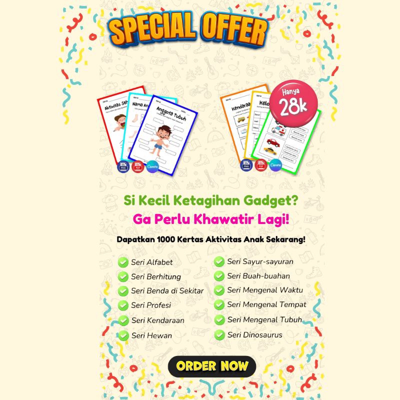 Jual 1000+ Lembar Printable Worksheet Edukasi Anak 2-8 tahun/Lembar ...