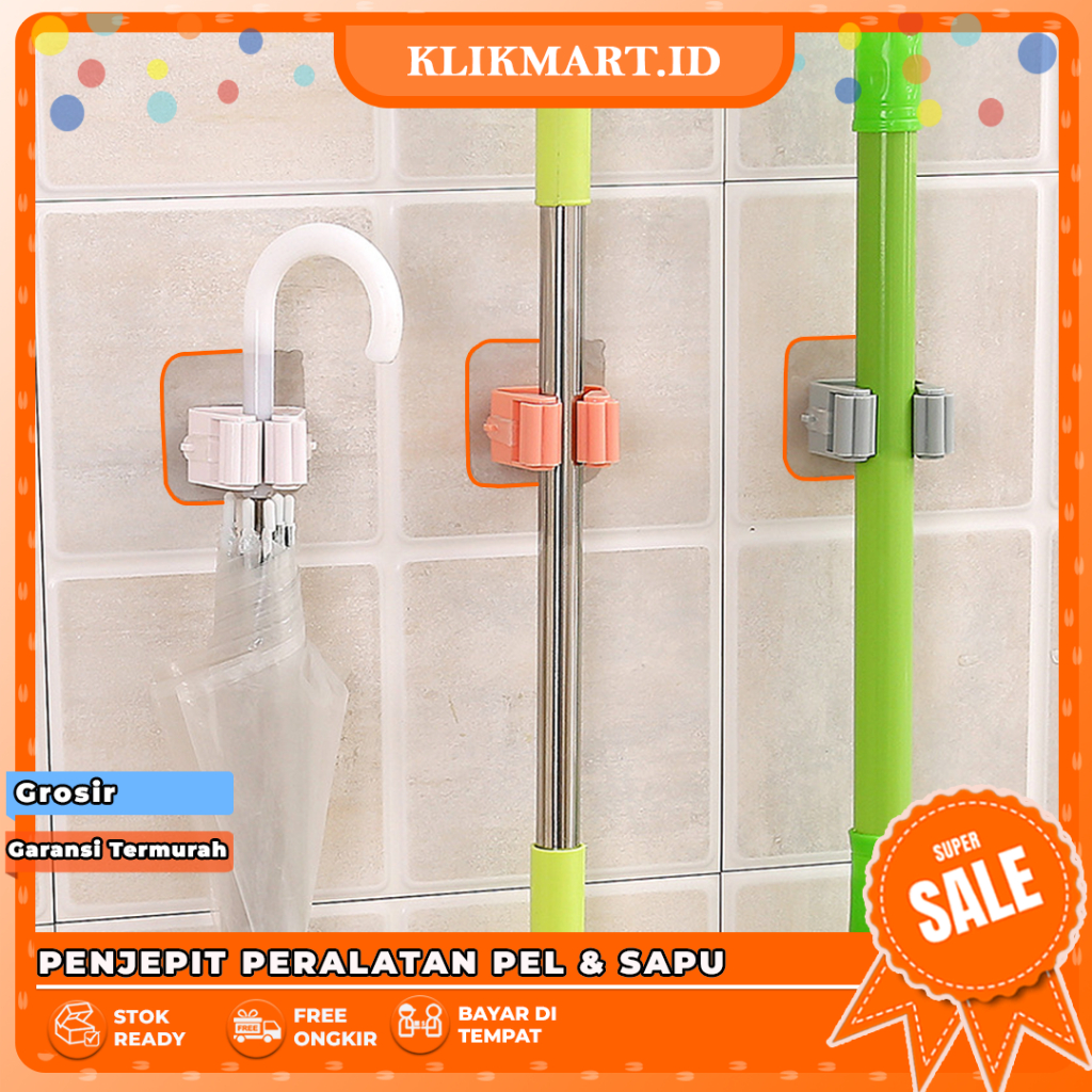 Jual Km-115 Mop Holder Bathroom / Wall Sticker / Penjepit Peralatan Pel ...
