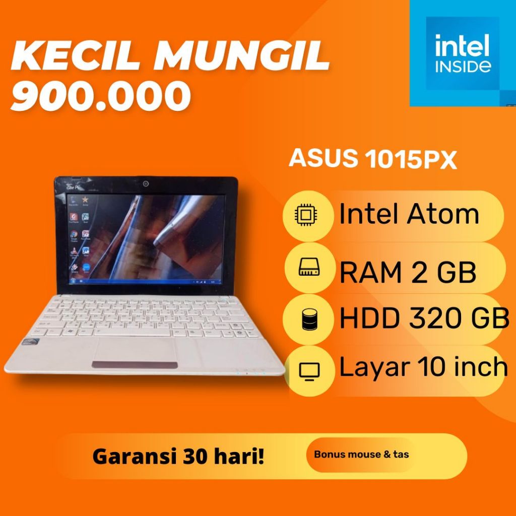 Jual Notebook Asus EEE PC 1015PX Warna Putih White Intel untuk Anak ...