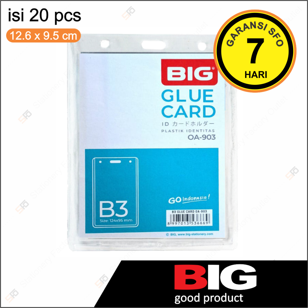 Jual ID Card Mika Big B3 isi 20 - 126mm x 95mm- Name Tag Glue Card Holder - SFO Semarang ...