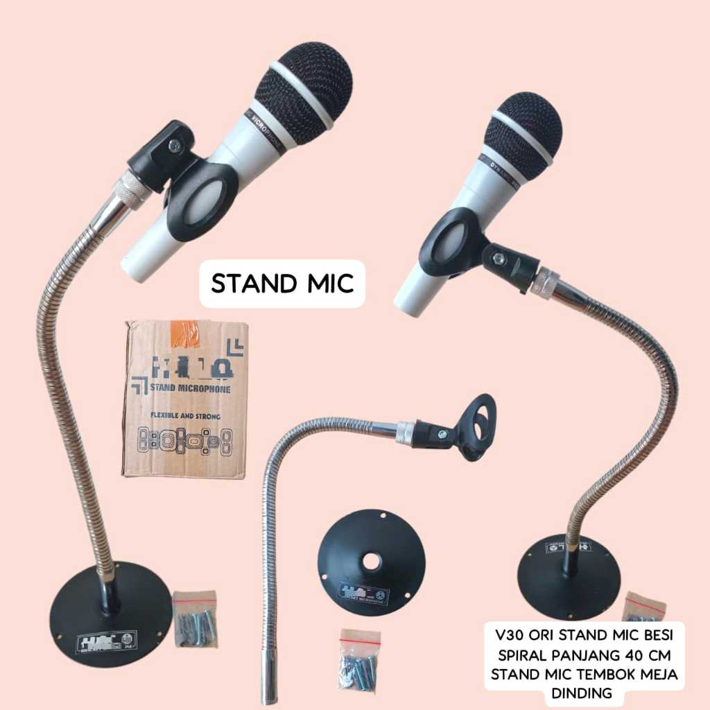 Jual V39 STAND MIC PANJANG 40 CM TEMBOK MEJA DINDING HOLDER MIK MIX 2IN1 PIPA SPIRAL LENGKAP DAN ...