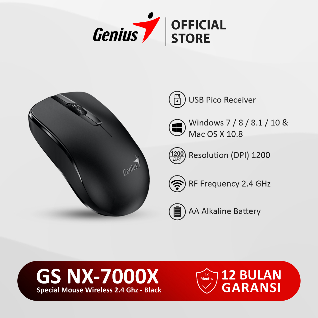 Jual Genius Mouse Wireless NX 7000X Black | Shopee Indonesia
