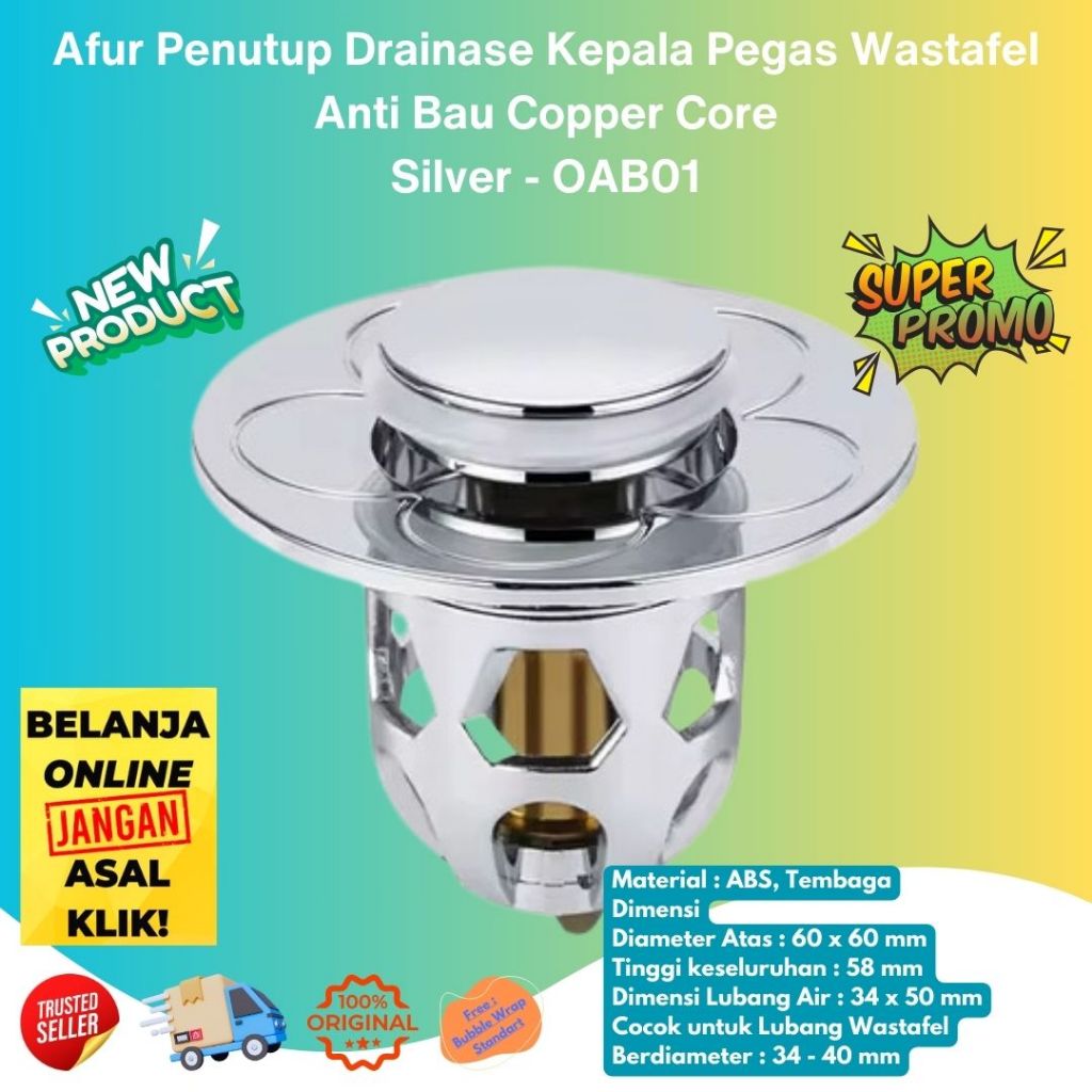 Jual Afur Penutup Drainase Kepala Pegas Wastafel Anti Bau Copper Core ...