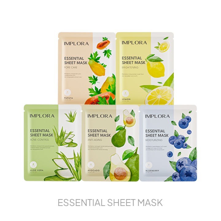 Jual IMPLORA ESSENTIAL SHEET MASK | Shopee Indonesia
