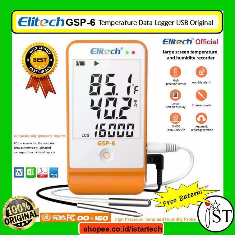 Jual Elitech GSP 6 Humidity Temperature Data Logger GSP6 Termometer GSP-6 Kelembaban Suhu Data ...