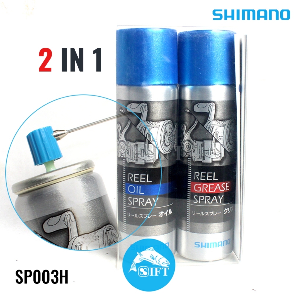 Jual Shimano LUBRICANT OIL SP003H Reel Oil & Grease Spray set 2in1 ...