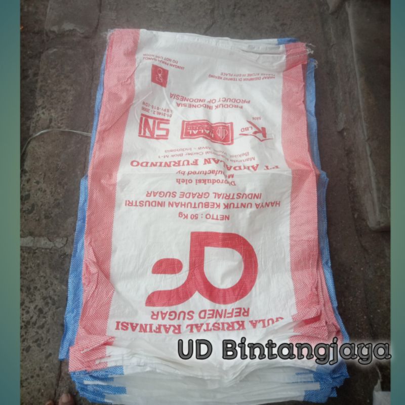 Jual karung gula 50kg warna random merah/biru perkantong isi 50pcs ...