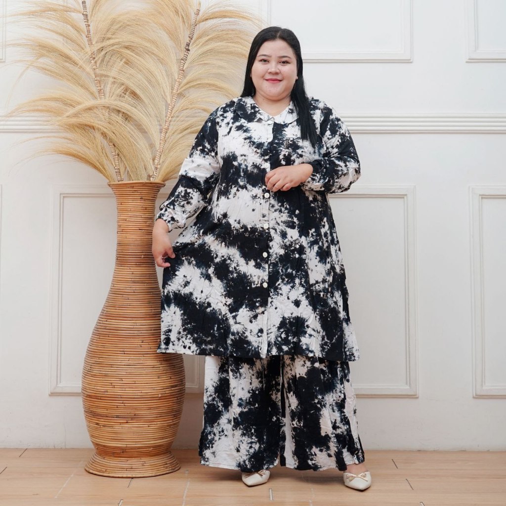 Jual One Set Long Tunik Super Jumbo Busui Kancing Hidup | Shopee Indonesia