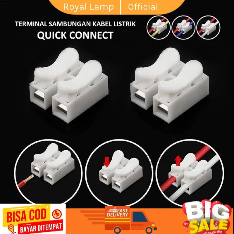 Jual Quick Connector CH2/2 Jalur Sambungan Kabel Listrik Terminal ...