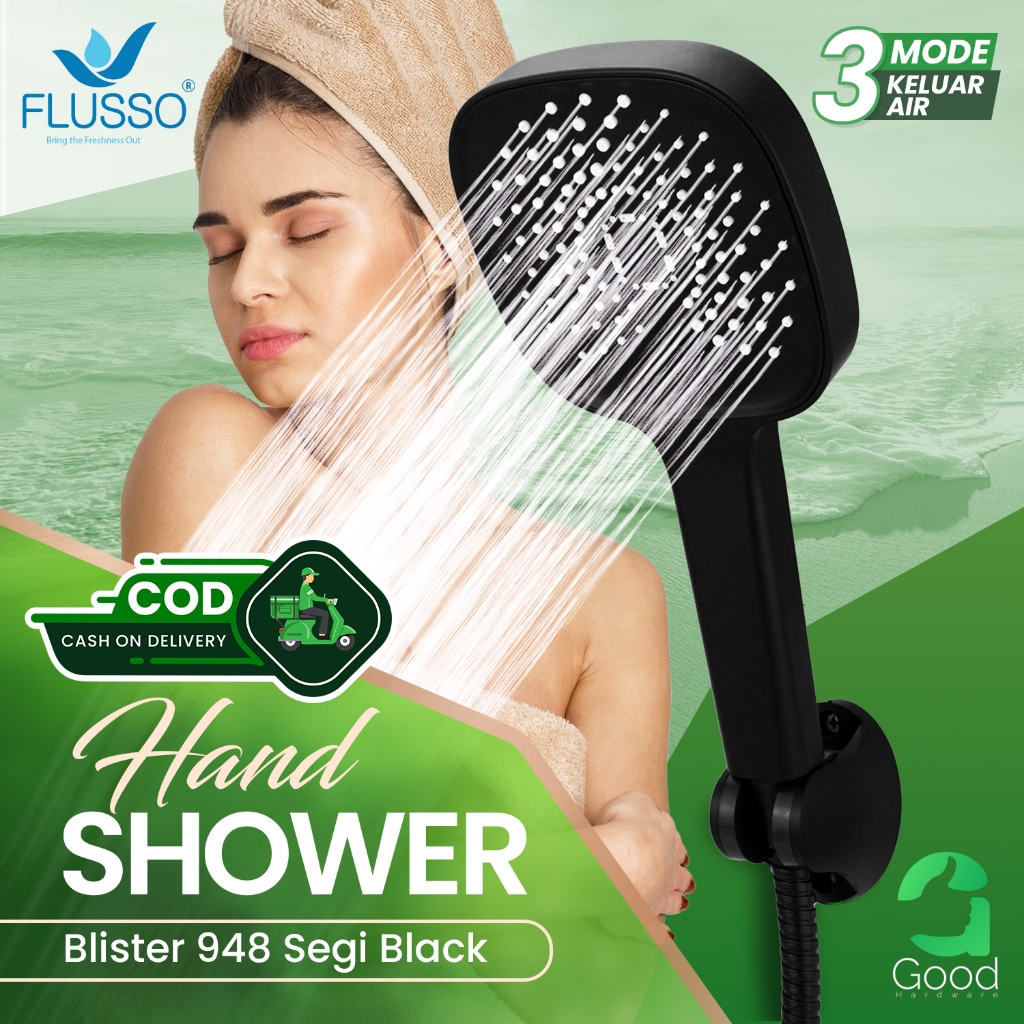 Jual Flusso Hand Shower Kamar Mandi Satu Set Kepala Shower Hitam ...