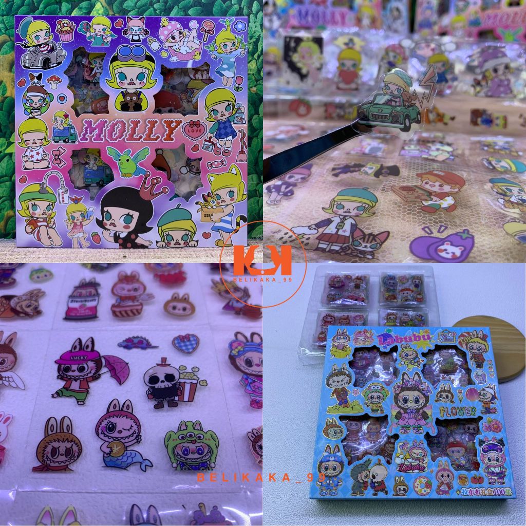 Jual (1 BOX 100 PCS) STICKER AESTHETIC LUCU TRANSPARANT ANTI AIR MOTIF ...