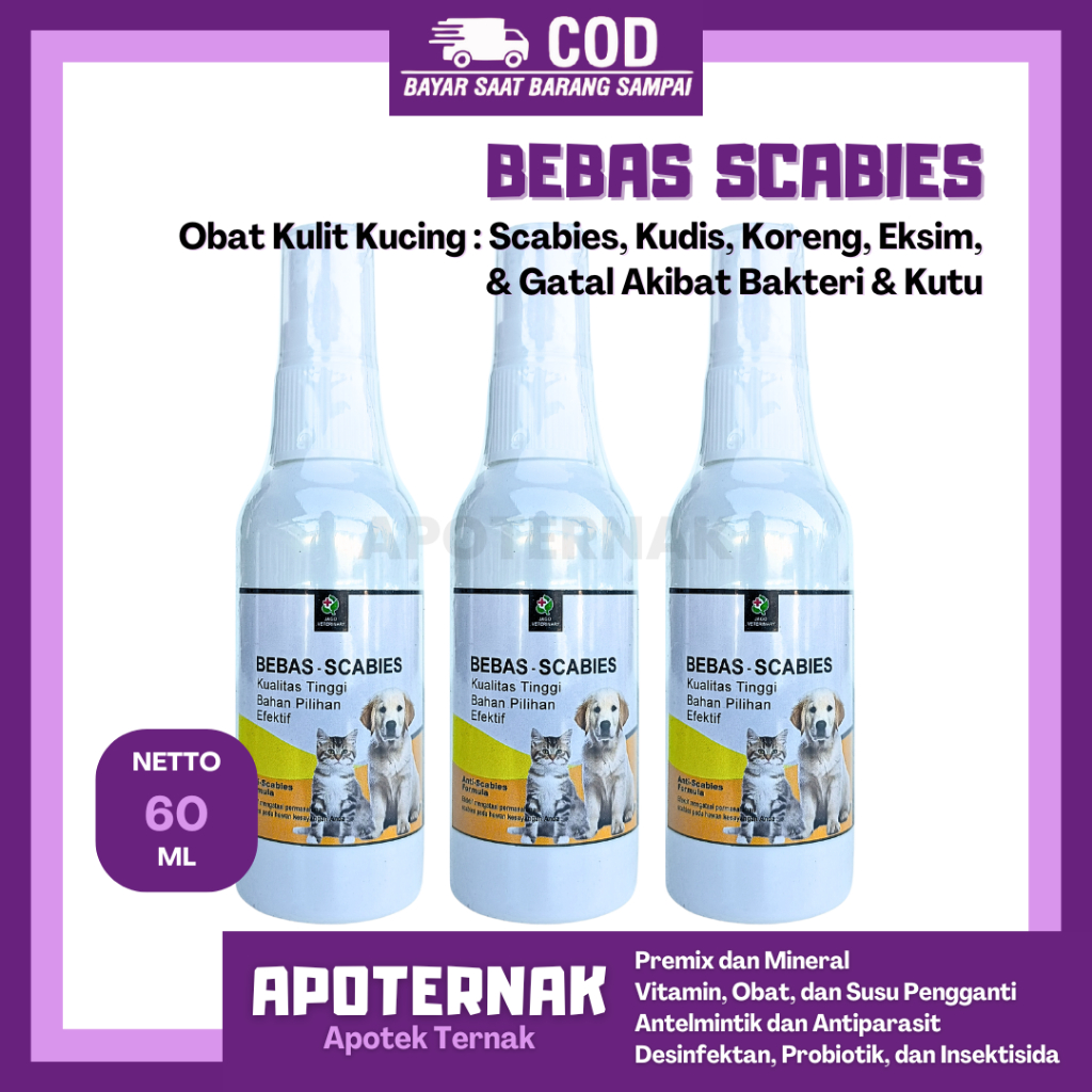 Jual BEBAS SCABIES 60 ML - Obat Jamur Kucing Obat Kulit Scabies Demodex ...