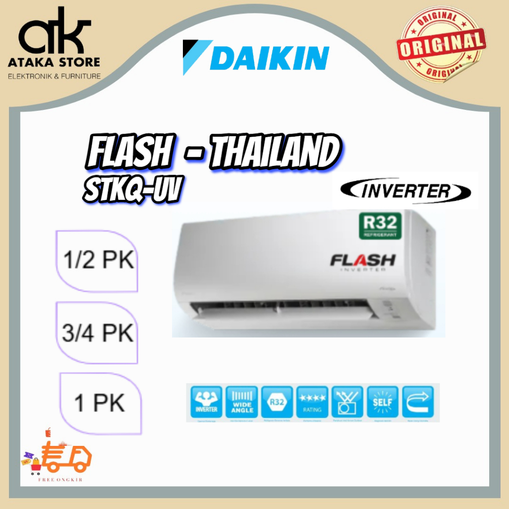 Jual AC DAIKIN THAILAND INVERTER 1/2PK (STKQ/FTKQ15UV14) - 3/4 PK (STKQ/FTKQ20UV14) - 1PK (STKQ ...