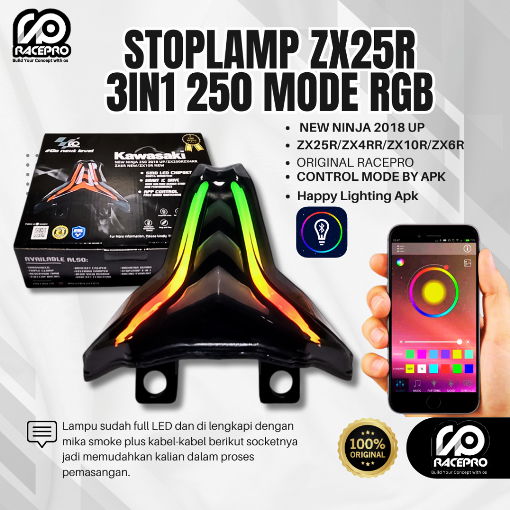 Jual STOPLAMP 3IN1 ZX25R NEW NINJA 2018 UP ZX10R ZX4RR ZX6R STOPLAMP RACEPRO FOR KAWASAKI NINJA ...