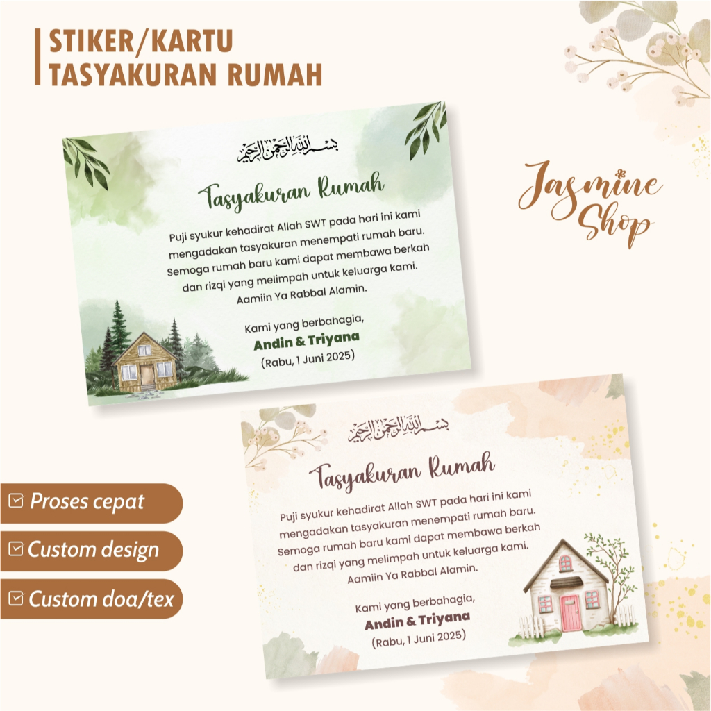 Jual Cetak Kartu/Stiker Tasyakuran Rumah, Custom Stiker atau Kartu ...