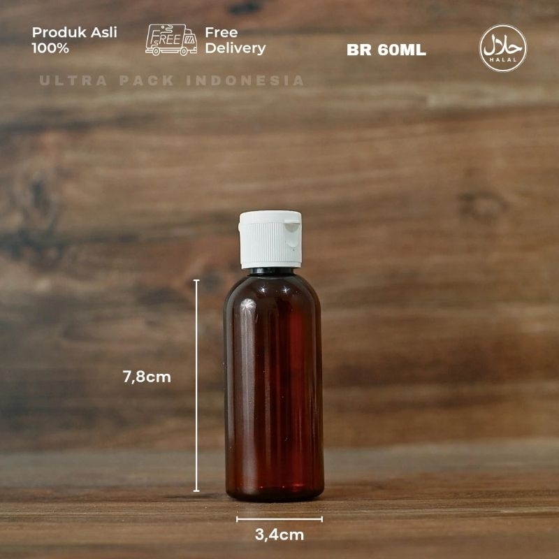 Jual BOTOL PET BR 60ML AMBER + FLIP TOP - TRAVEL SIZE FLIPTOP BOTTLE PACKAGING | Shopee Indonesia
