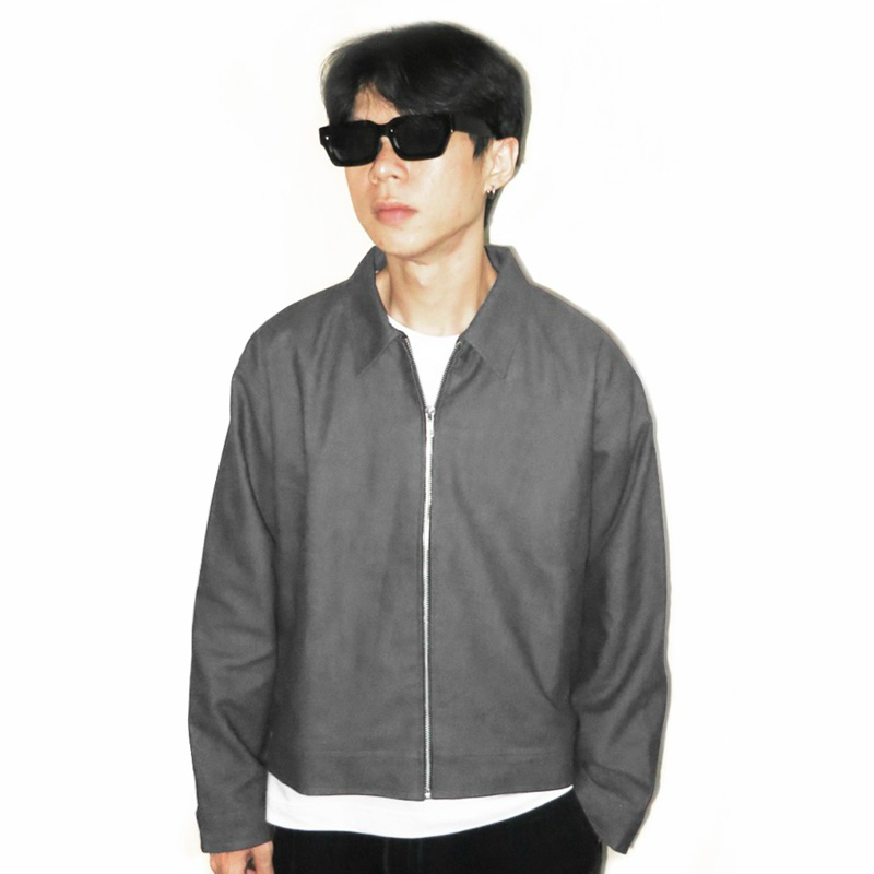 Jual Work jacket | Boxy fit | Jaket | Abu | NUBIES | Shopee Indonesia