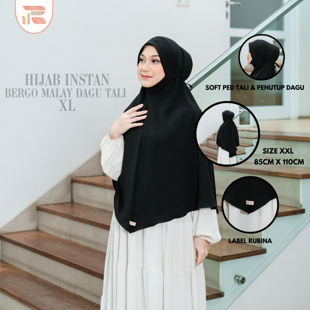 Jual Khimar dagu malay xl soft pet tali crinkle airflow/ Hijab Instan Kerudung Jilbab Bergo Dagu ...