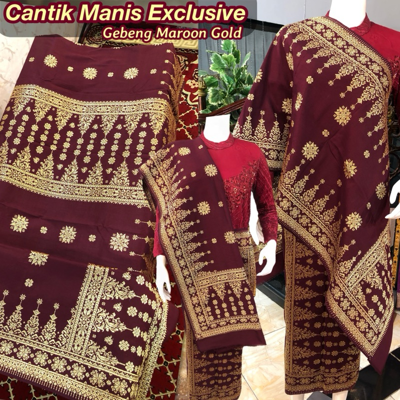 Jual Songket Cantik Manis Exclusive Gebeng Maroon Gold /songket tenun ...