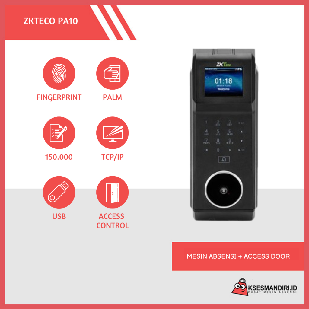 Jual Fingerprint Mesin Absensi dan Access Door Zkteco PA10 | Shopee ...