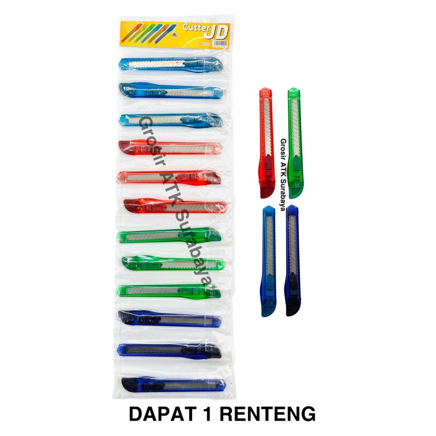 Jual ( DAPAT 1 RENTENG 12 PCS ) CUTTER RENTENG JD TRANSPARAN KECIL J ...