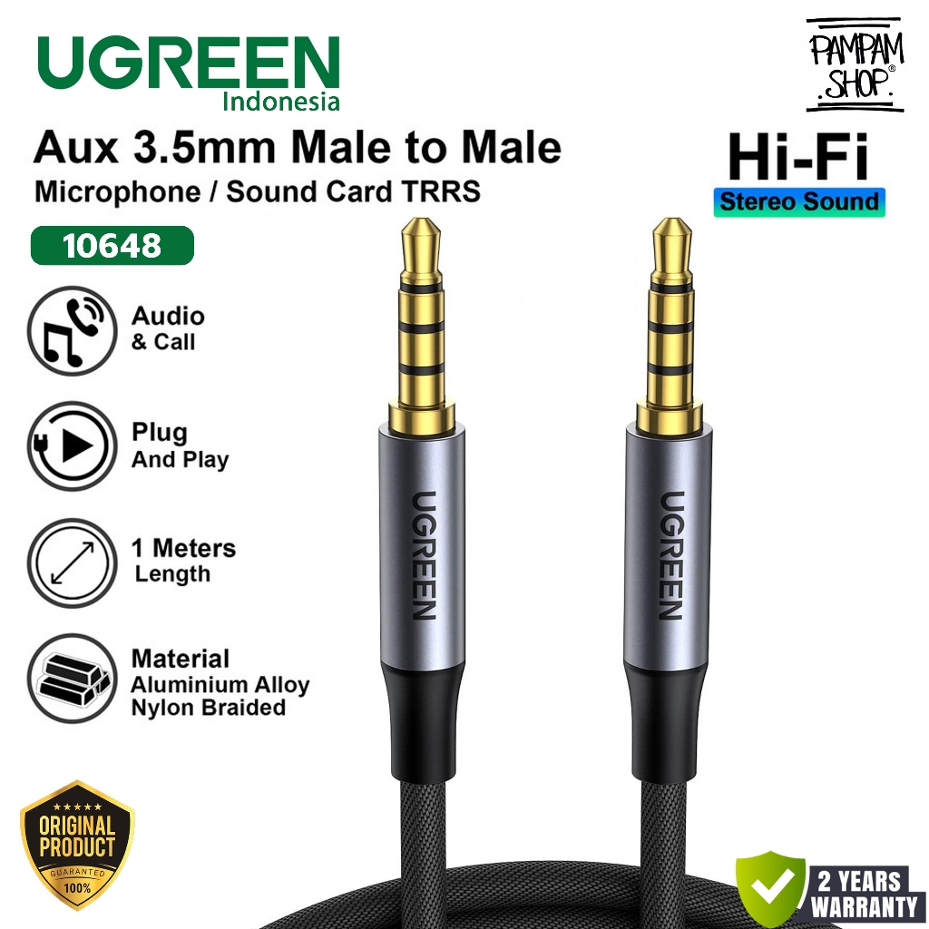 Jual UGREEN 10648 Kabel AUX Audio Jack 3.5mm Male to Male Jack 3.5 mm 4 ...