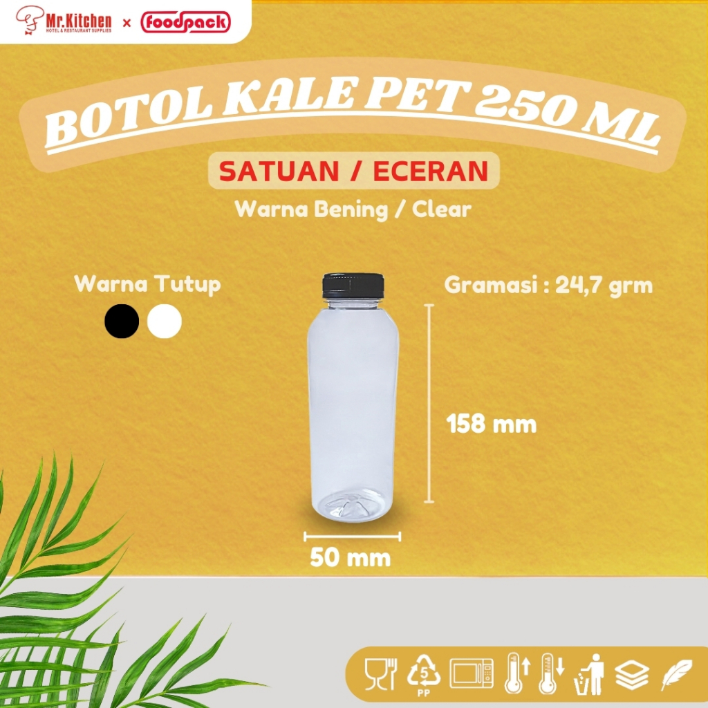 Jual [ECERAN] 250ml Botol KALE Plastik Bulat PET Food Grade TEBAL ...