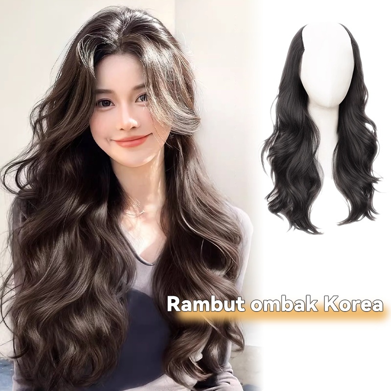 Jual Hair clip Filamen Protein Korean Wave Ombak Rambut Palsu Wanita Curly Wig Wanita ...