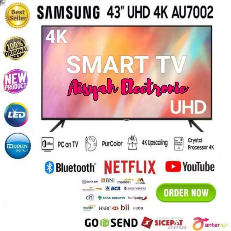 Jual SMART TV SAMSUNG 43AU7002 43 INCI UHD 4K GARANSI RESMI | Shopee Indonesia