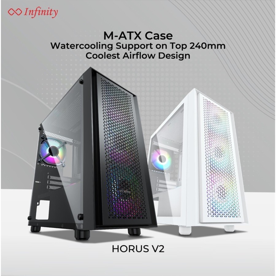 Jual CASING PC INFINITY HORUS V2 M-ATX GAMING CASE + 3 FAN RGB | Shopee ...