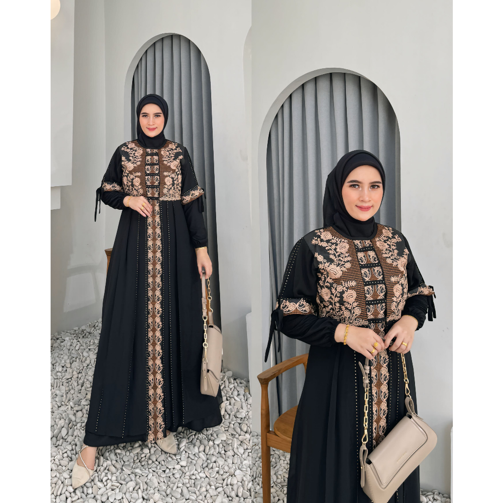 Jual Abaya premium gamis arab hitam terbaru 203 [ special black edition ...