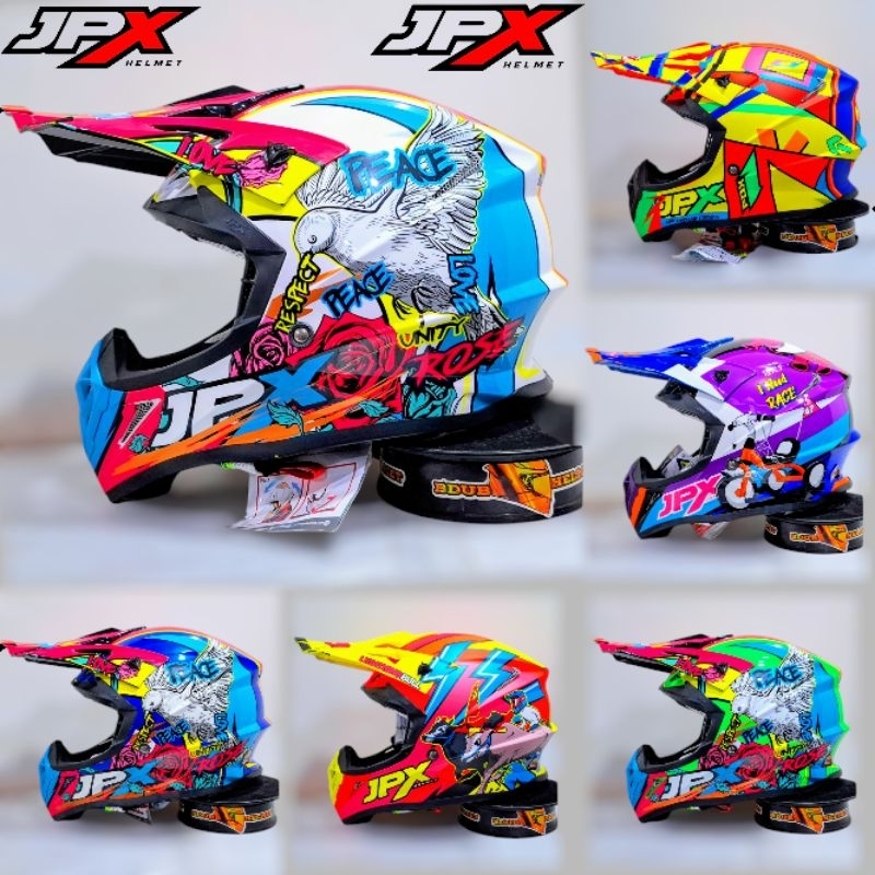 Jual Helm JPX Cross Full Face Fox1 motif X28 Persi blue glosy | Shopee ...