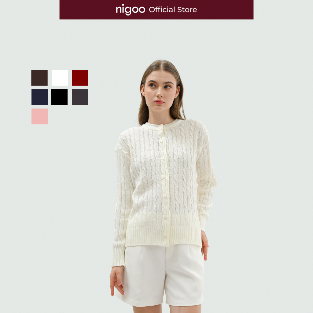 Jual NIGOO Finola Cable Cardigan Knitwear Wanita | Shopee Indonesia