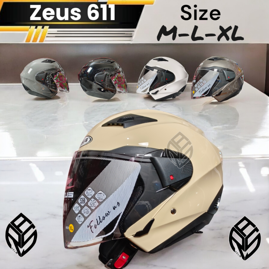 Jual HELM ZEUS Zs 611 SOLID|HALF FACE double visor dewasa | Shopee ...
