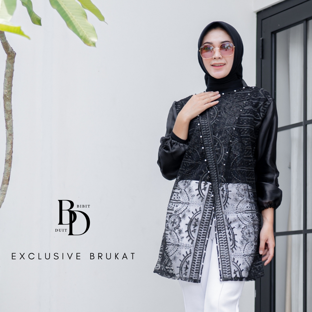 Jual Outer Cardigan Brokat Organza Full Payet / Tunik Brukat Baju Hari ...