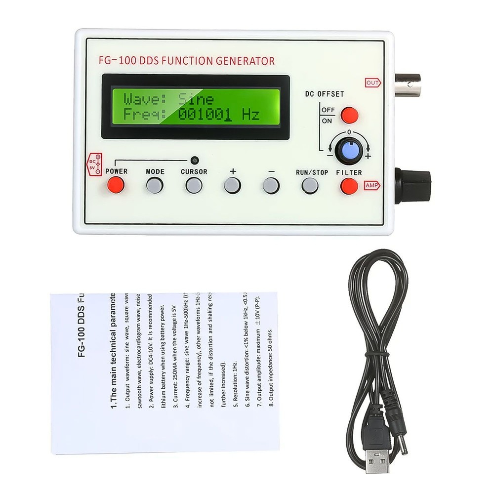 Jual FG-100 DDS 1Hz-500kHz Function Generator Sinyal Frekuensi ...