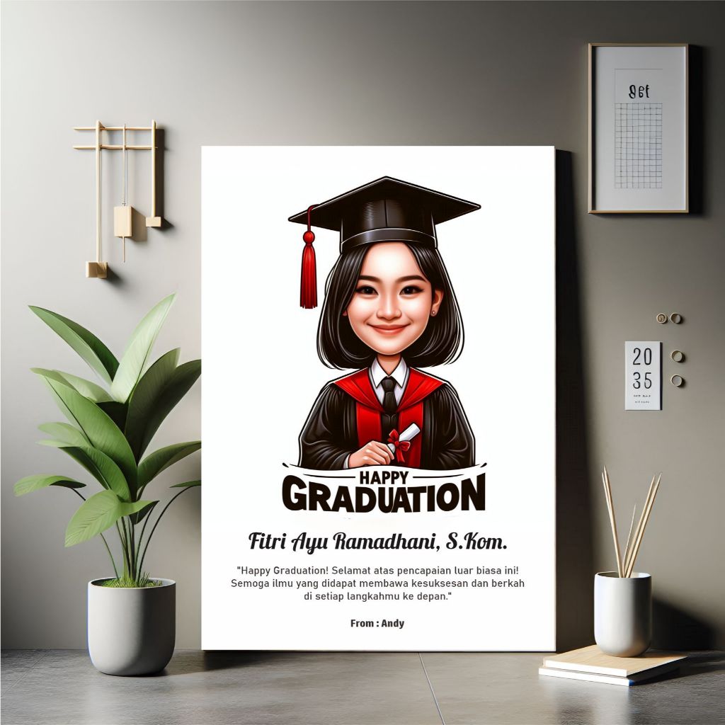 Jual Cetak Foto Karikatur Wisuda Frame Papan MDF 6mm / Frame Blok ...