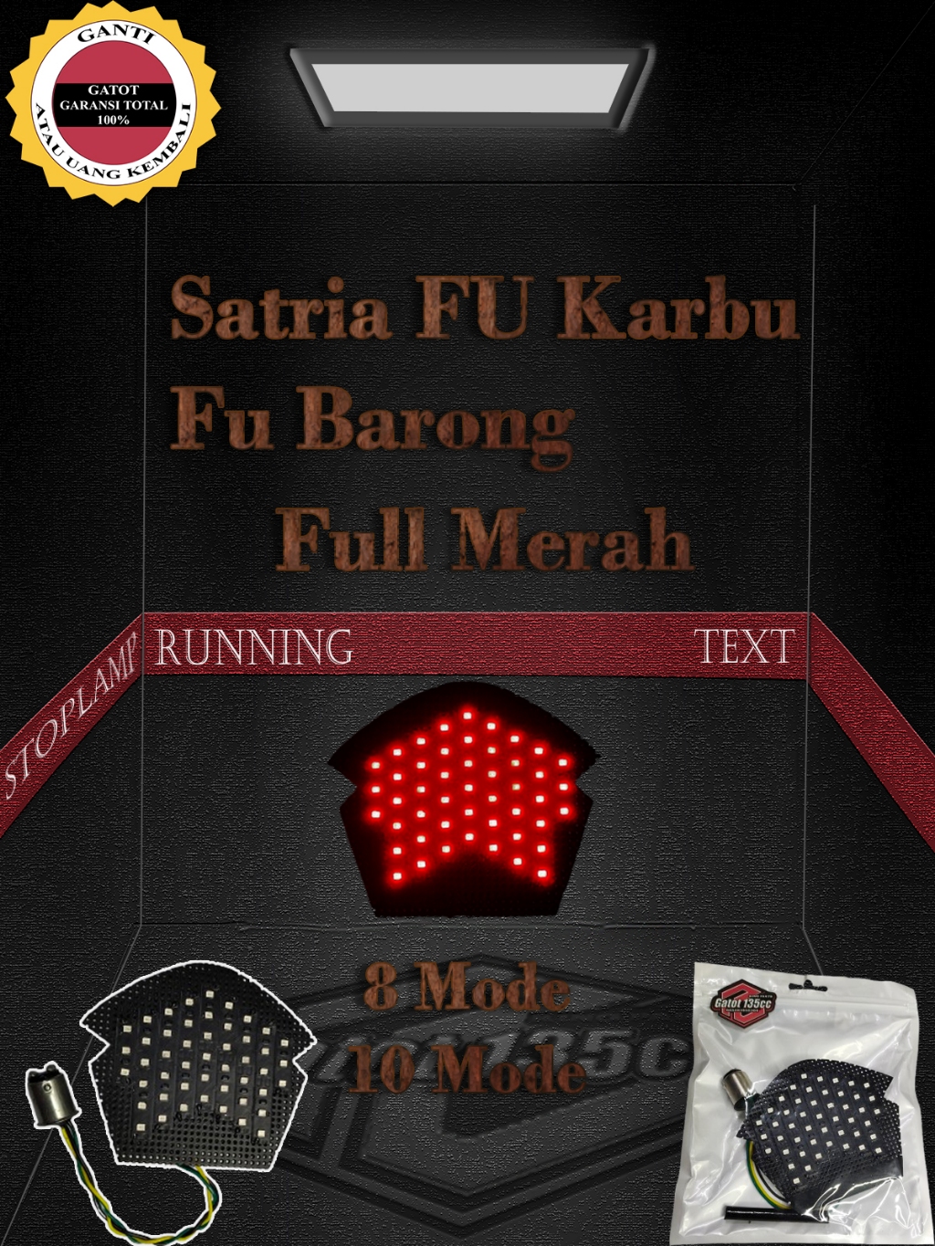 Jual Stoplamp LED running Satria FU Karbu FU Barong motif FULL MERAH 8 ...