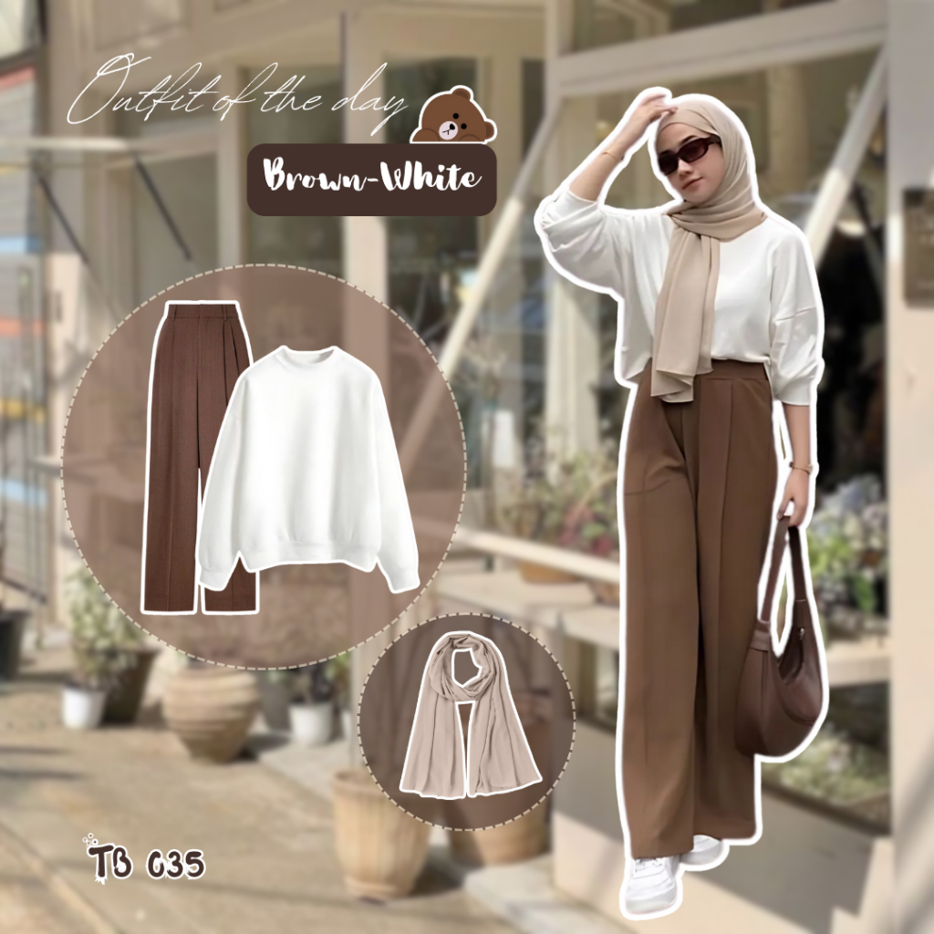 Jual Setelan Outfit Remaja terbaru 3 In 1 Sweater Putih, Celana Kulot ...