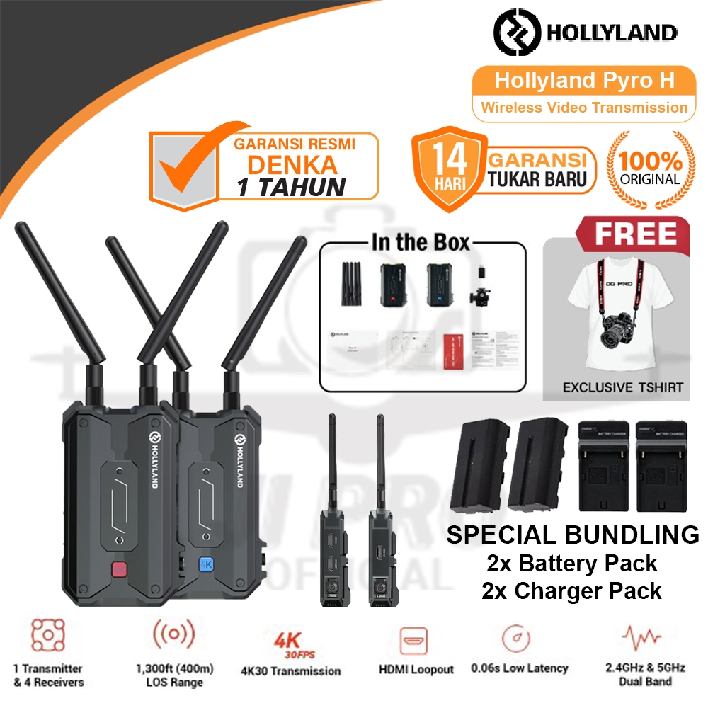 Jual Hollyland Pyro H 4K HDMI Wireless Video Transmission System Transmitter TX / Receiver RX ...