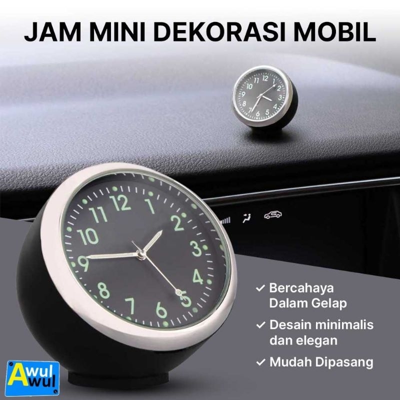 Jual Jam Analog Mini Tempel Dashboard Mobil Angka Glow in The Dark ...