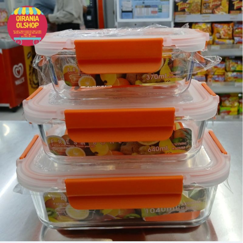 Jual 1 PAKET glass food container indomart / tempat makan indomart ...